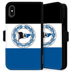 DeinDesign iPhone X Handy Klapph&uuml;lle Handyh&uuml;lle aus Kunst Leder schwarz Flip Case Official Licensed Product Arminen Arminia Bielefeld Sideflip mit langer Lasche