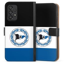DeinDesign Galaxy A33 5G Handy Klapph&uuml;lle Handyh&uuml;lle aus Kunst Leder schwarz Flip Case Arminia Bielefeld Official Licensed Product Arminen Sideflip mit langer 