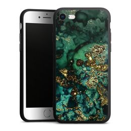 DeinDesign iPhone SE (2020) Handy Premium Silikon H&uuml;lle Handyh&uuml;lle schwarz Case Muster Glitzer Marble Silikon Premium Case