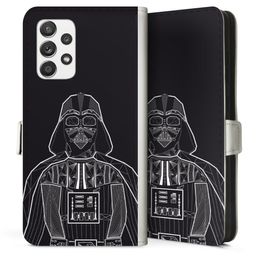 DeinDesign Galaxy A52s 5G Handy Klapph&uuml;lle Handyh&uuml;lle aus Kunst Leder wei&szlig; Flip Case Black Darth Vader Star Wars Sideflip mit Lasche