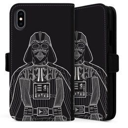 DeinDesign iPhone X Handy Klapph&uuml;lle Handyh&uuml;lle aus Kunst Leder schwarz Flip Case Black Darth Vader Star Wars Sideflip mit langer Lasche
