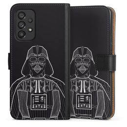 DeinDesign Galaxy A53 5G Handy Klapph&uuml;lle Handyh&uuml;lle aus Kunst Leder schwarz Flip Case Darth Vader Star Wars Black Sideflip mit langer Lasche