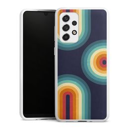 DeinDesign Galaxy A33 5G Handy Silikon H&uuml;lle Case wei&szlig; Handyh&uuml;lle Colourful Rainbow Retro Silikon Case