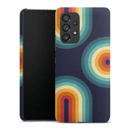 DeinDesign Galaxy A53 5G Handy Premium Case Smartphone Handyh&uuml;lle Schutzh&uuml;lle gl&auml;nzend Colourful Rainbow Retro Premium Case