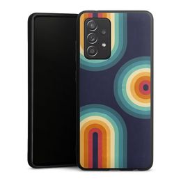 DeinDesign Galaxy A52s 5G Handy Premium Silikon H&uuml;lle Handyh&uuml;lle schwarz Case Retro Rainbow Colourful Silikon Premium Case