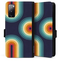 DeinDesign Galaxy S20 Handy Klapph&uuml;lle Handyh&uuml;lle aus Kunst Leder schwarz Flip Case Colourful Rainbow Retro Sideflip mit Lasche