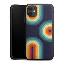 DeinDesign iPhone 11 Handy Premium Silikon H&uuml;lle Handyh&uuml;lle schwarz Case Retro Colourful Rainbow Silikon Premium Case