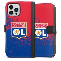 DeinDesign iPhone 13 Pro Max Handy Klapph&uuml;lle Handyh&uuml;lle aus Kunst Leder schwarz Flip Case Ol Olympique Lyonnais Official Licensed Product Sideflip mit langer 