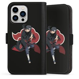 DeinDesign iPhone 13 Pro Handy Klapph&uuml;lle Handyh&uuml;lle aus Kunst Leder schwarz Flip Case Official Licensed Product Naruto Shippuden Itachi Uchiha Sideflip mit 