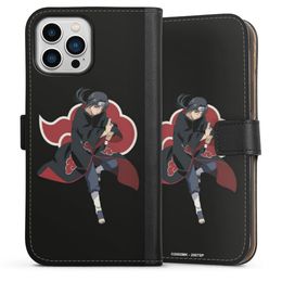 DeinDesign iPhone 13 Pro Max Handy Klapph&uuml;lle Handyh&uuml;lle aus Kunst Leder schwarz Flip Case Official Licensed Product Naruto Shippuden Itachi Uchiha Sideflip mit 
