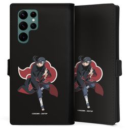 DeinDesign Galaxy S22 Ultra Handy Klapph&uuml;lle Handyh&uuml;lle aus Kunst Leder schwarz Flip Case Official Licensed Product Naruto Shippuden Itachi Uchiha Sideflip mit 