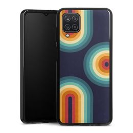 DeinDesign Galaxy A12 Handy Silikon H&uuml;lle Case schwarz Handyh&uuml;lle Colourful Rainbow Retro