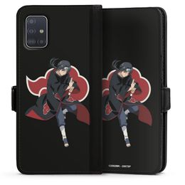 DeinDesign Galaxy A51 Handy Klapph&uuml;lle Handyh&uuml;lle aus Kunst Leder schwarz Flip Case Official Licensed Product Naruto Shippuden Itachi Uchiha Sideflip mit Lasche
