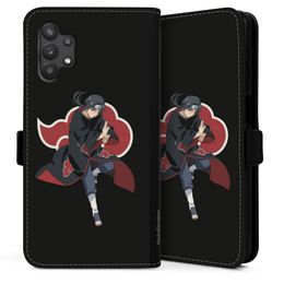 DeinDesign Galaxy A32 5G Handy Klapph&uuml;lle Handyh&uuml;lle aus Kunst Leder schwarz Flip Case Naruto Shippuden Itachi Uchiha Official Licensed Product Sideflip mit 