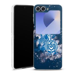 DeinDesign Galaxy Z Flip 7 FE Handy Hard Case Schutzh&uuml;lle transparent Smartphone Handy H&uuml;lle Msv Duisburg Official Licensed Product Water Colour Hard Case