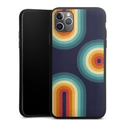 DeinDesign iPhone 11 Pro Max Handy Premium Silikon H&uuml;lle Handyh&uuml;lle schwarz Case Colourful Rainbow Retro Silikon Premium Case