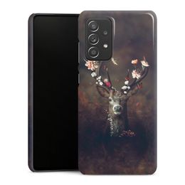 DeinDesign Galaxy A52s 5G Handy Premium Case Smartphone Handyh&uuml;lle Schutzh&uuml;lle gl&auml;nzend Flowers Reindeer Rehe Premium Case