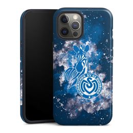 DeinDesign iPhone 12 Pro Max Handy Panzer Handyh&uuml;lle robuste Outdoor H&uuml;lle Schutzh&uuml;lle gl&auml;nzend Msv Duisburg Official Licensed Product Water Colour Tough Case