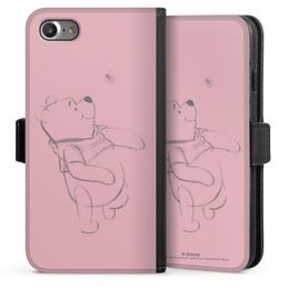 DeinDesign iPhone SE (2022) Handy Klapph&uuml;lle Handyh&uuml;lle aus Kunst Leder schwarz Flip Case Disney Winnie The Pooh Bee Sideflip mit Lasche