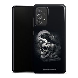 DeinDesign Galaxy A52s 5G Handy Premium Case Smartphone Handyh&uuml;lle Schutzh&uuml;lle gl&auml;nzend Skulls Skull Raven Premium Case