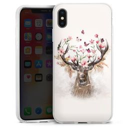DeinDesign iPhone Xs Max Handy Silikon H&uuml;lle Case transparent Handyh&uuml;lle Deer Flowers Animals Silikon Case