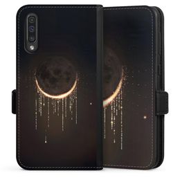 DeinDesign Galaxy A50 Handy Klapph&uuml;lle Handyh&uuml;lle aus Kunst Leder schwarz Flip Case Full Moon Moon Light Sideflip mit Lasche