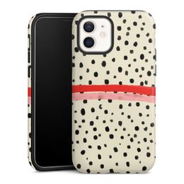 DeinDesign iPhone 12 mini Handy Panzer Handyh&uuml;lle robuste Outdoor H&uuml;lle Schutzh&uuml;lle gl&auml;nzend Stripes Points Kunst Tough Case
