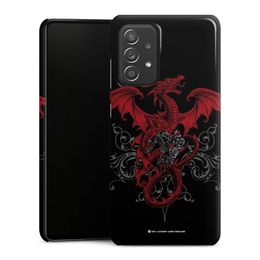 DeinDesign Galaxy A52s 5G Handy Premium Case Smartphone Handyh&uuml;lle Schutzh&uuml;lle gl&auml;nzend Red Dragon Gothic Premium Case