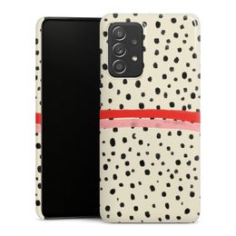 DeinDesign Galaxy A52s 5G Handy Premium Case Smartphone Handyh&uuml;lle Schutzh&uuml;lle gl&auml;nzend Stripes Points Kunst Premium Case