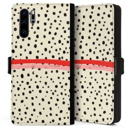 DeinDesign Huawei P30 Pro Handy Klapph&uuml;lle Handyh&uuml;lle aus Kunst Leder schwarz Flip Case Stripes Points Kunst Sideflip mit langer Lasche