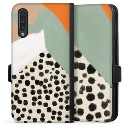 DeinDesign Galaxy A50 Handy Klapph&uuml;lle Handyh&uuml;lle aus Kunst Leder schwarz Flip Case Abstract Boho Kunst Sideflip mit Lasche