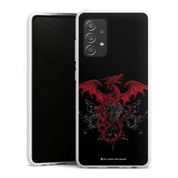 DeinDesign Galaxy A52s 5G Handy Silikon H&uuml;lle Case wei&szlig; Handyh&uuml;lle Red Dragon Gothic Silikon Case
