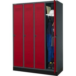 Sch&auml;fer Shop Sch&auml;fer Shop Genius Kleiderspind mit Sockel, 4 Abteile, Drehriegelverschluss, antzhrazit/rot