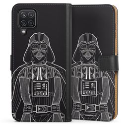 DeinDesign Galaxy A12 Handy Klapph&uuml;lle Handyh&uuml;lle aus Kunst Leder schwarz Flip Case Black Star Wars Darth Vader Sideflip mit langer Lasche