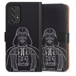 DeinDesign Galaxy A33 5G Handy Klapph&uuml;lle Handyh&uuml;lle aus Kunst Leder schwarz Flip Case Black Star Wars Darth Vader Sideflip mit langer Lasche