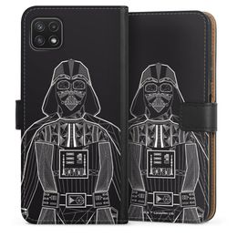 DeinDesign Galaxy A22 5G Handy Klapph&uuml;lle Handyh&uuml;lle aus Kunst Leder schwarz Flip Case Black Star Wars Darth Vader Sideflip mit langer Lasche