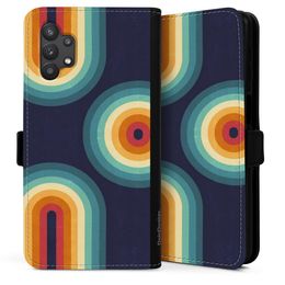 DeinDesign Galaxy A32 5G Handy Klapph&uuml;lle Handyh&uuml;lle aus Kunst Leder schwarz Flip Case Colourful Rainbow Retro Sideflip mit langer Lasche