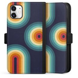 DeinDesign iPhone 11 Handy Klapph&uuml;lle Handyh&uuml;lle aus Kunst Leder schwarz Flip Case Retro Colourful Rainbow Sideflip mit Lasche