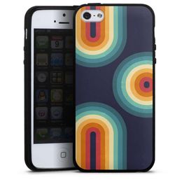 DeinDesign iPhone SE (2016-2019) Handy Silikon H&uuml;lle Case schwarz Handyh&uuml;lle Retro Rainbow Colourful