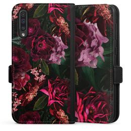 DeinDesign Galaxy A50 Handy Klapph&uuml;lle Handyh&uuml;lle aus Kunst Leder schwarz Flip Case Flowers Blossom Rose Sideflip mit Lasche