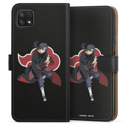 DeinDesign Galaxy A22 5G Handy Klapph&uuml;lle Handyh&uuml;lle aus Kunst Leder schwarz Flip Case Naruto Shippuden Itachi Uchiha Official Licensed Product Sideflip mit 