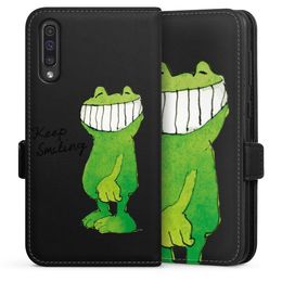 DeinDesign Galaxy A50 Handy Klapph&uuml;lle Handyh&uuml;lle aus Kunst Leder schwarz Flip Case Janosch Frog Motivation Sideflip mit Lasche