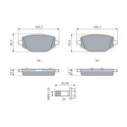 Bosch Bremsbelagsatz, Scheibenbremse 0986460216 f&uuml;r MITSUBISHI RENAULT