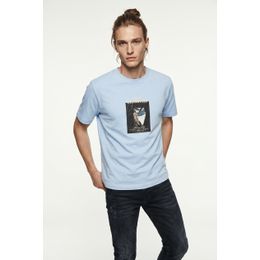 Jack & Jones T-Shirt JACK & JONES "JORNORREBRO PHOTO TEE SS CREW NECK", Jungen, Gr. L, cashmere blau detail:main2 26, Jersey, Obermaterial: 100% Baumwolle, bedruckt, relaxed fit normal, Rundhals, Shirts T-Shirt, Baumwolle, relaxed fit