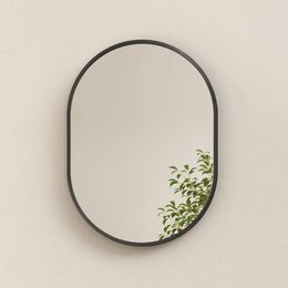 Emke Wandspiegel, Schwarz, Glas, Oval, 50x70x2 cm, Spiegel, Wandspiegel