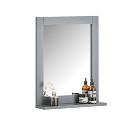sobuy Badspiegel, Grau, Holzwerkstoff, 40x50x10 cm, Badezimmer, Badezimmerspiegel, Badspiegel