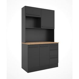 P & B Buffet, Schwarz, Eiche, Holzwerkstoff, 2 F&auml;cher, 3 Schublade(n) Schubladen, 120x211x60 cm, Beim&ouml;bel erh&auml;ltlich, K&uuml;chen, K&uuml;chenm&ouml;bel, Buffetschr&auml;nke