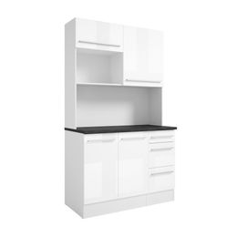 P & B Buffet, Wei&szlig; Hochglanz, Holzwerkstoff, 2 F&auml;cher, 3 Schublade(n) Schubladen, 120x211x60 cm, Beim&ouml;bel erh&auml;ltlich, K&uuml;chen, K&uuml;chenm&ouml;bel, Buffetschr&auml;nke