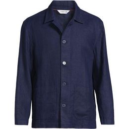 LANDS' END Premium Reinleinen-Hemdjacke, Herren,  Blau, by Lands' End
