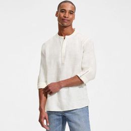 LANDS' END Grandad-Hemd aus reinem Leinen, Herren,  Blau, Leinen, by Lands' End